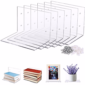 Tenceur 6 Pcs Invisible Floating Bookshelf for Wall, Heavy Duty Wall Mounted Book Organizer Acrylic Floating Shelves Holder for Books Storage Bedroom Living Room Home Office (Clear)