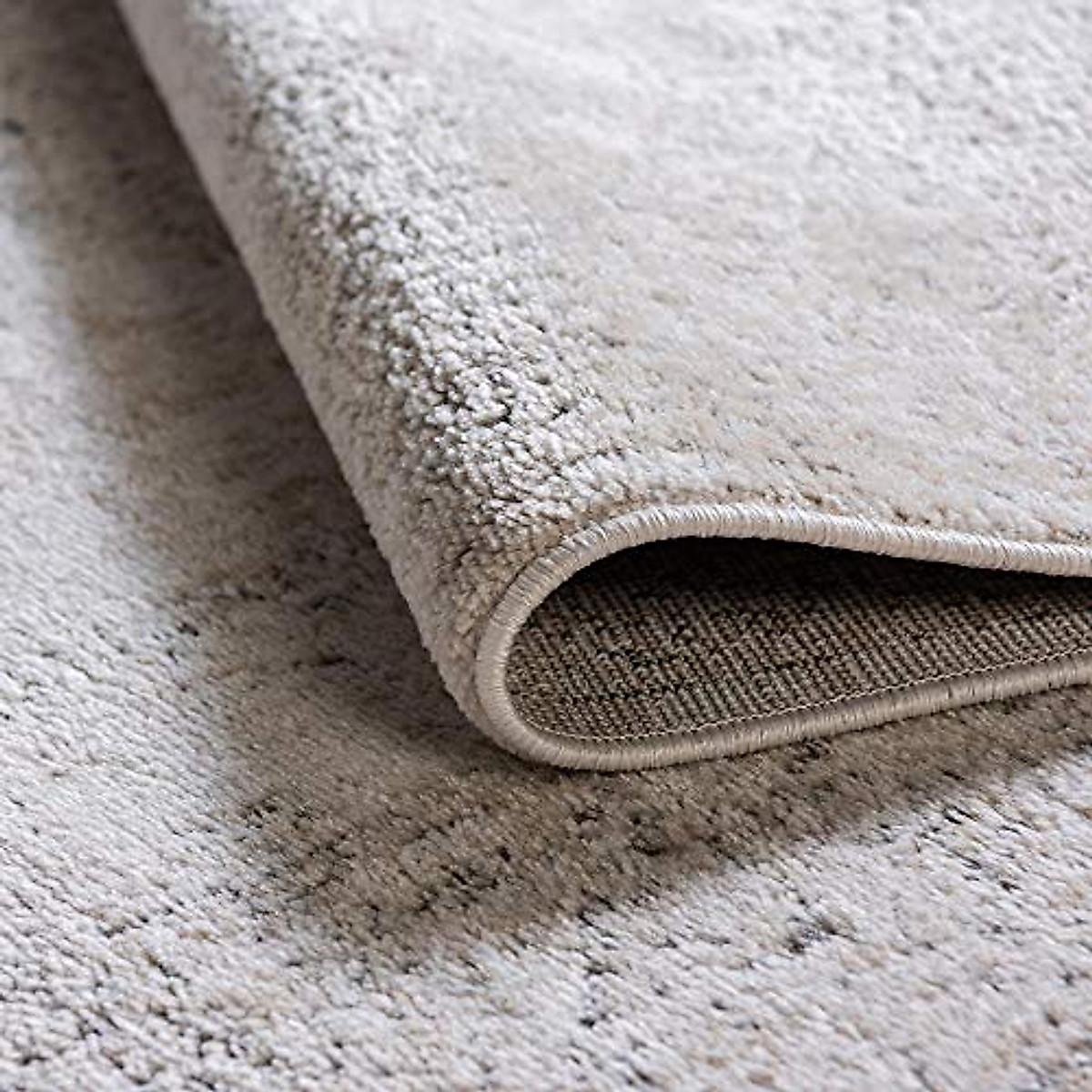 Rugs.com Oregon Collection Rug – 6' x 9' Ivory Low-Pile Rug Perfect for Living Rooms, Large Dining Rooms, Open Floorplans