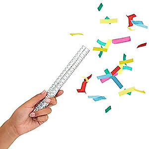 24 Pack Rainbow Confetti Flutter Sticks for Birthdays, Party Confetti Shakers (1 x 8 In)