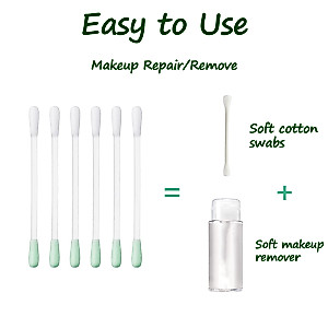 50 Pcs Cotton Makeup Remover Swabs - Disposable Vitamin E Liquid-Filled Cotton Swabs Sticks for Eye/Lip/Eyebrow/Eyelash Makeup Correctors Removing Swabs
