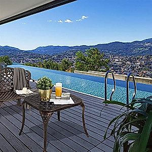 OMEFUN Patio End Table, Outdoor Side Table Cast Aluminum Metal Furniture - Bronze