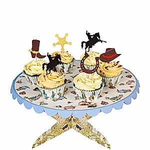 30 PCS Cowboy Cupcake Toppers Glitter HorseShoe Cowboy Hats Boots Cupcake Picks Western Theme Baby Shower Birthday Party Cake Decorations Supplies