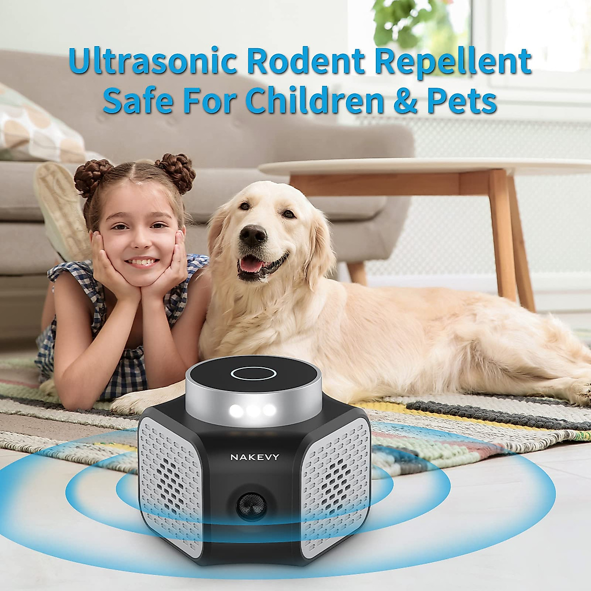 NAKEVY Plug in Rodent Repellent Indoor Pest Repeller Squirrels Mouse Deterrent Rat Control with Ultrasound Impulse LED Flashlights Predator Sounds for Home Attic Garage RV Silver