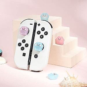 4PCS Jusy Thumb Grip Caps Compatible with Nintendo Switch/OLED/Switch Lite, Soft Silicone Joy-Con Joystick Grip Cute 3D Analog Stick Cover Doughnuts, 132