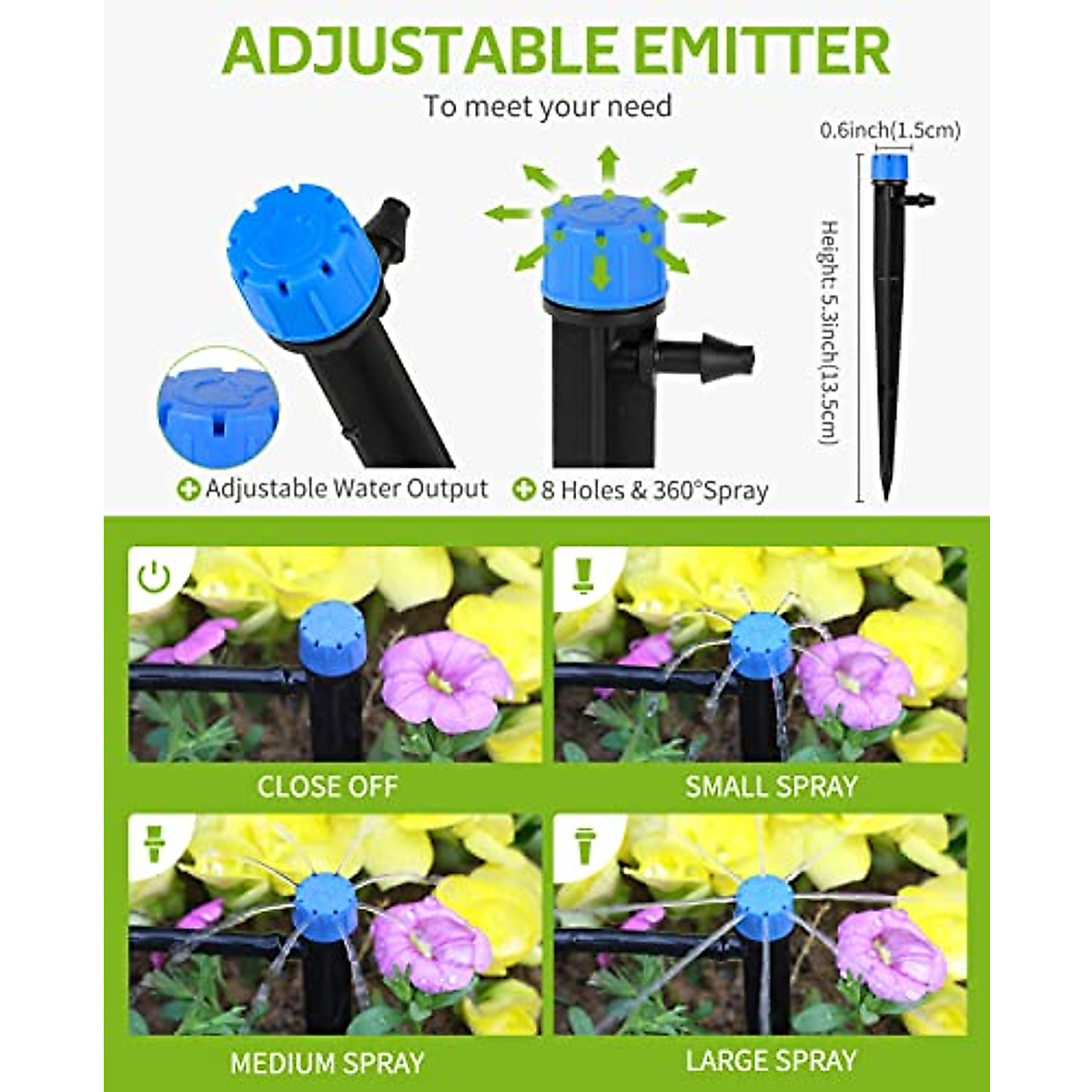 HIRALIY 98.4FT Drip Irrigation Kit, Garden Watering System, 6x4mm Blank Distribution Tubing DIY Automatic Irrigation Equipment Set for Outdoor Plants, Micro Drip Irrigation Kit for Greenhouse Flower, Bed Patio, Lawn