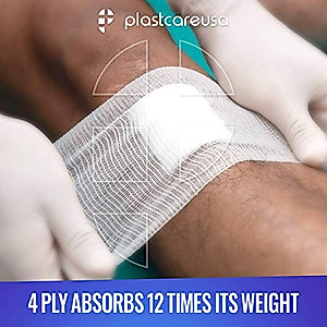 600 Count Gauze Pads 3x3 - Soft 4-Ply Non Woven Gauze Sponges - Non Sterile Dental Gauze & Esthetic Wipes - All Purpose Medical Gauze Squares for First Aid, Surgical, Wound Dressing (3 Packs of 200)