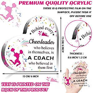 Tatuo Cheer Coach Gift Acrylic Sign Cheerleading Coach Appreciation Gift Office Desk Decor Thank You Present for Birthday Graduation End of Season Senior Retirement (Pink Cheer)