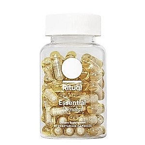 Ritual Prenatal Vitamin: Folate & Choline for Neural Tube Support, Omega-3 DHA for Fetal Brain Development, Iron, Calcium-Helper D3 & K2, Non-GMO, Citrus Essenced, 30 Day Supply, 60 Vegan Capsules