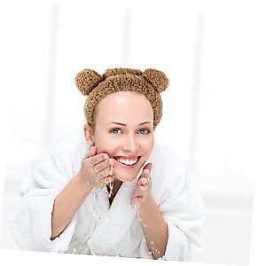DRESSOOS Adorable Bear Ears Headband for Washing Face Cute Cartoon Makeup Headband for Women and Girls Soft Elastic Hairband for Skincare and Spa Routine