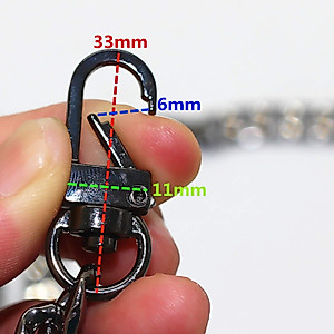 WEICHUAN 47" DIY Iron Flat Chain Strap Handbag Chains Accessories Purse Straps Shoulder Cross Body Replacement Straps, with Metal Buckles (Gun-Black)