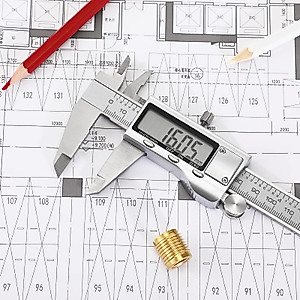 Simhevn Digital Caliper Measuring Tool, Stainless Steel Vernier Caliper Digital Micrometer with Large LCD Screen, Easy Switch from Inch Metric Fraction, 6 Inch/150mm Caliper Tool for DIY/Household