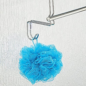 mDesign Adjustable Metal Over Door Towel Rack Holder for Shower and Bath, 3 Tier Rod Hanger with 2 Hooks for Bathroom - Hang Towel, Blanket, Washcloths, Loofahs, Sponges on Back of Door - Chrome