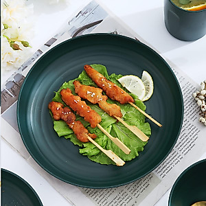 Kyraton 16-Piece Unbreakable Polypropylene Dinnerware Set, Dark Green, Microwave Safe