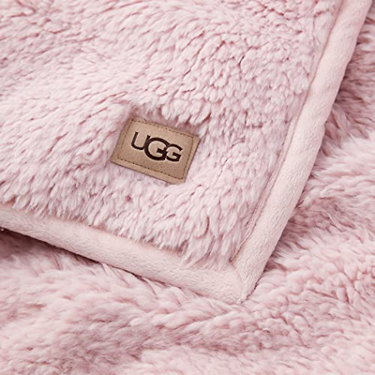 UGG 25110 Blakely Baby Blanket Comfy Cozy Machine Washable Luxury Throw Blankets for Newborn Babies Plush Sherpa Blankie Soft Gentle on Skin, 41 x 31-Inch, Pink Shell