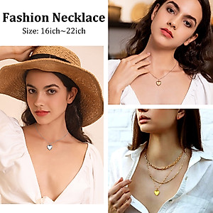 Bestyle High Polish Silver Gold Heart Locket Necklaces for Women, Minimalist 18K Gold Plated Heart Locket Pendant Charm That Hold Pictures Cute Love Heart Necklace Statment Jewelry for Wife