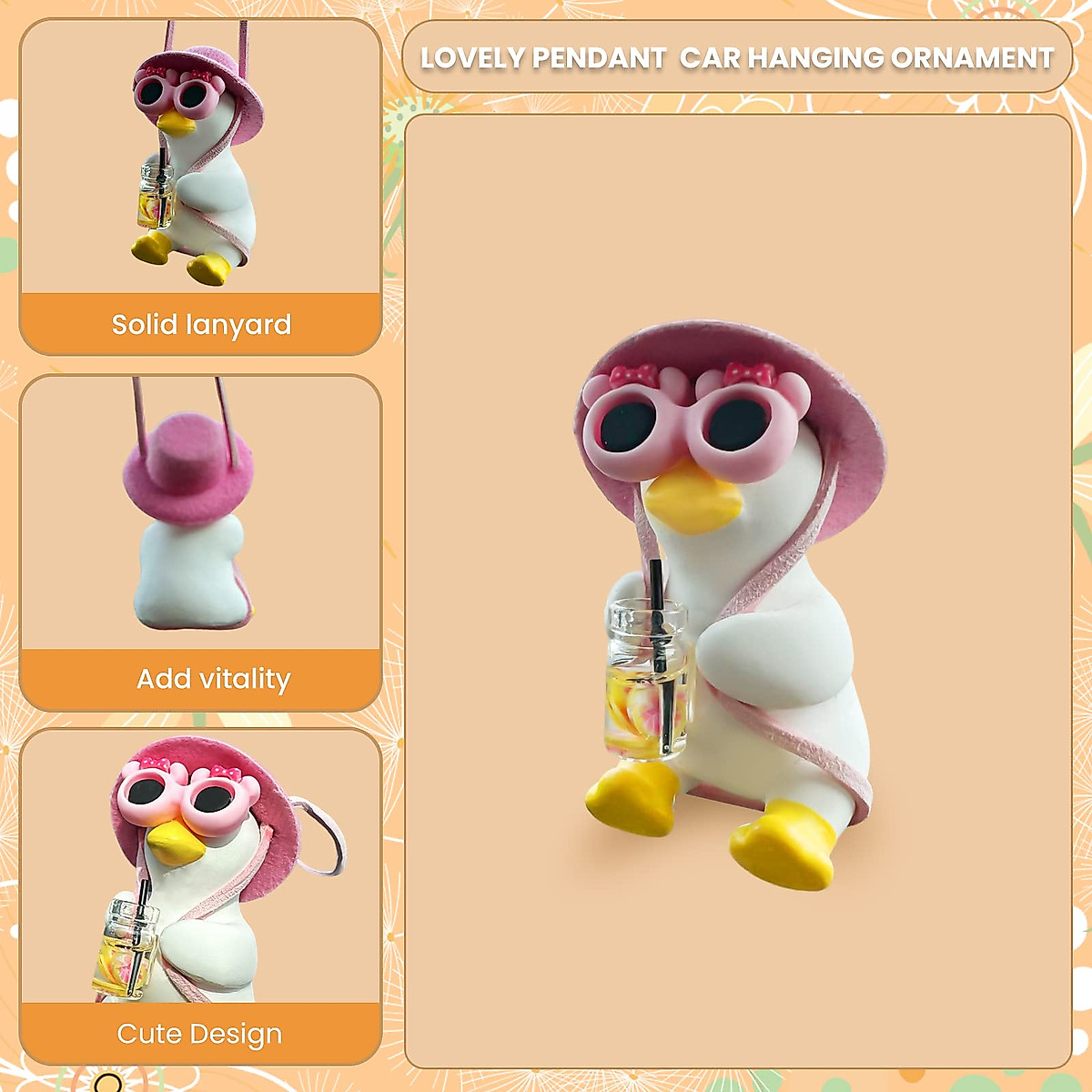 Swing Duck Car Hanging Ornament Cute Swing Duck Car Pendant Swinging Duck On Car Truck Decoration Rearview Mirror Accessories (Style B)