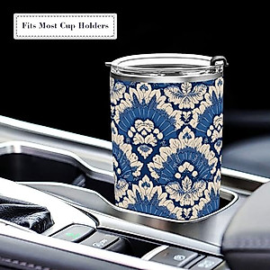 Scallop Blue Stainless Steel cups for hot and cold with Lid and Straw coffee travel mug 20oz for outdoor simply tumblers with lids 20 OZ