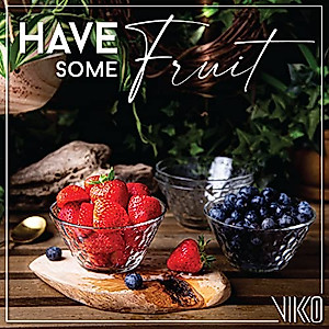 Vikko Glass Bowls, Set of 6 Decorative Glass Dessert Bowls, 11.75 Ounce Glass Dish for Dessert, Candy, Kitchen Prep, Dishwasher Safe