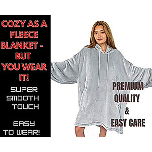 emmandsophie Blanket Sweatshirt - Cozy Blanket Hoodie - Oversized Wearable Blanket - 2 Front Pockets - Machine Washable - Adults, Women, Men,Teens (Grey)