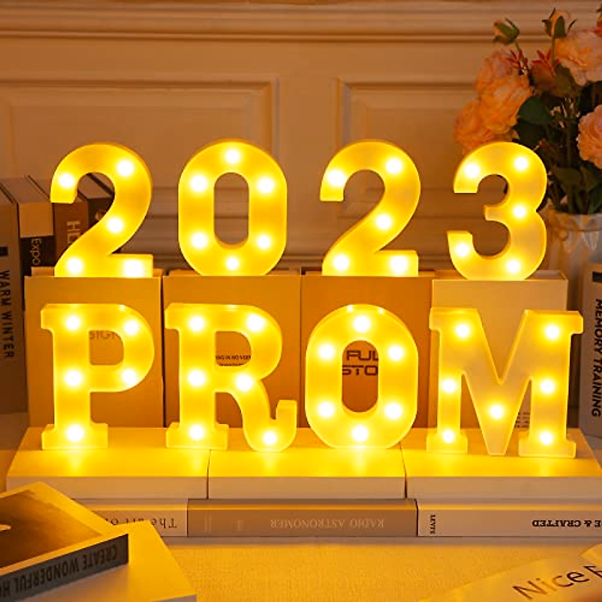 Woanger 8 Pieces Prom 2023 LED Marquee Letter Lights, Sign Light Up Marquee Numbers Letters 2023 Graduation Decorations Prom 2023 Table Top for 2023 Graduation Party Supplies, Battery Operated