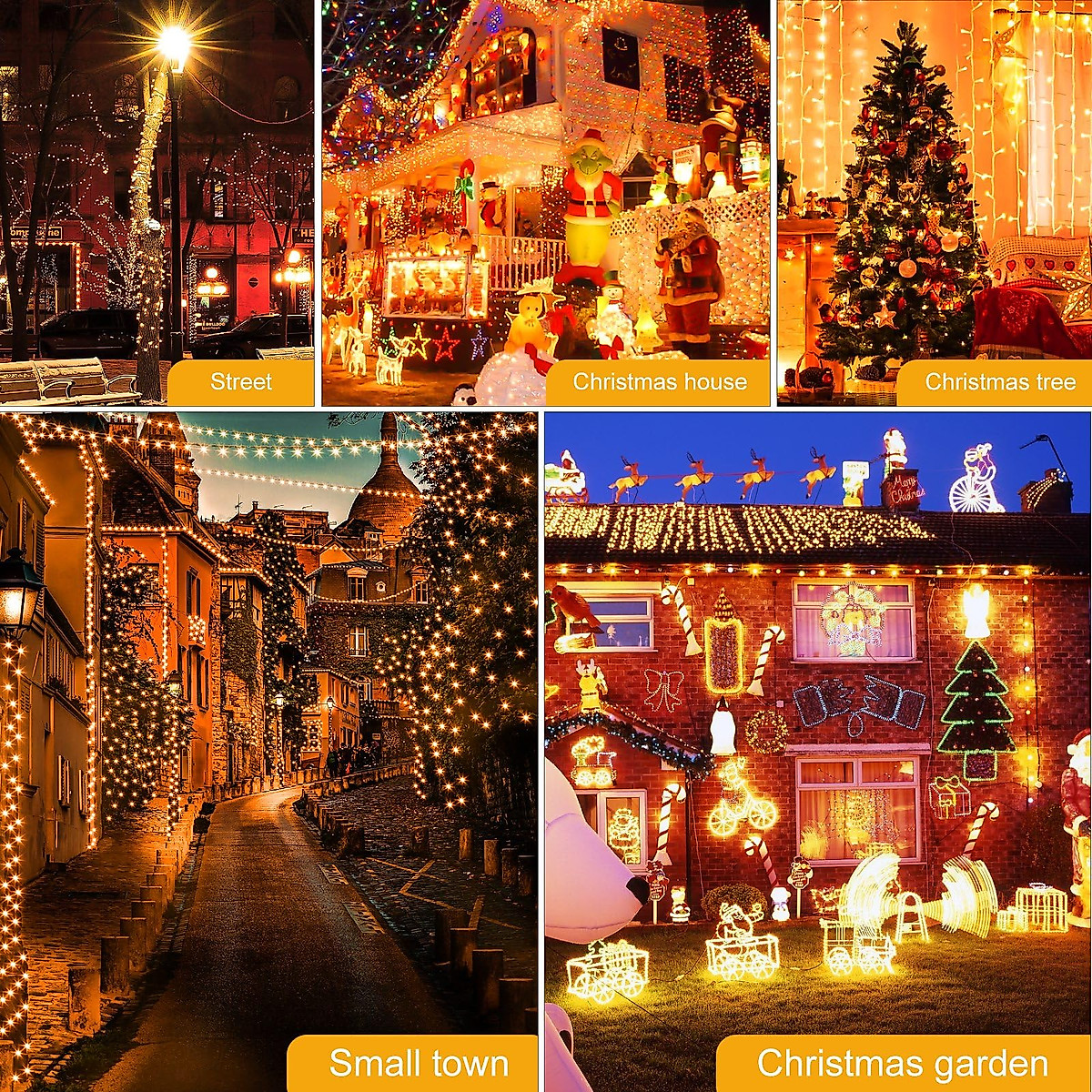 Christmas String Lights Outdoor, 328 FT 800 LED Christmas Tree Lights with 8 Modes and Timer, RF Remote Control Waterproof Warm White Fairy Lights for New Yard Garden Party X-mas