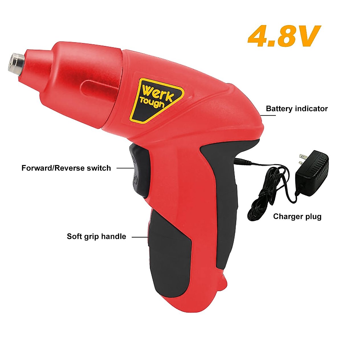 Werktough 4.8v Electric Screwdriver Cordless Mini Drill with 6 Hexagon Drill Bits and 11 CRV Screwdriver Bits-Power Your Projects with Precision and Speed