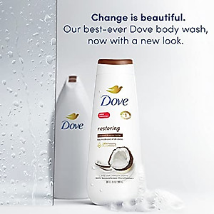 Dove Body Wash Restoring Coconut & Cocoa Butter for Renewed, Healthy-Looking Skin Gentle Skin Cleanser That Effectively Washes Away Bacteria While Nourishing Your Skin 20 oz
