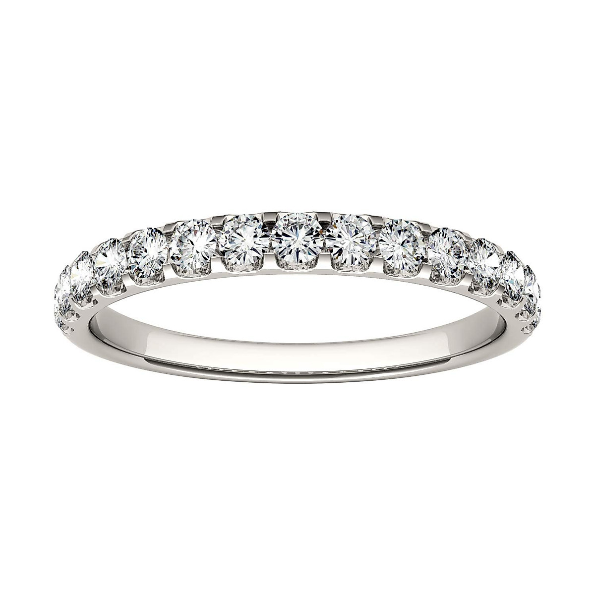 14K White Gold Moissanite by Charles & Colvard 2mm Round Wedding Band-size 6 0.45cttw DEW by Charles & Colvard