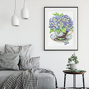 ARTEZA Paint by Number for Adults, 12x16 Inches, 21 Pieces, Hydrangea Flowers Paint by Numbers Kit, 1 Canvas Panel, 12 Acrylic Paint Pots, 5 Paintbrushes, Art Supplies for Home & Office Decor