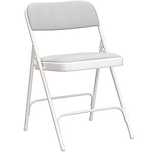 National Public Seating 2200 Series Steel Frame Upholstered Premium Fabric Seat and Back Folding Chair with Double Brace, 480 lbs Capacity, Model 2202 Graystone/Gray (Carton of 4)