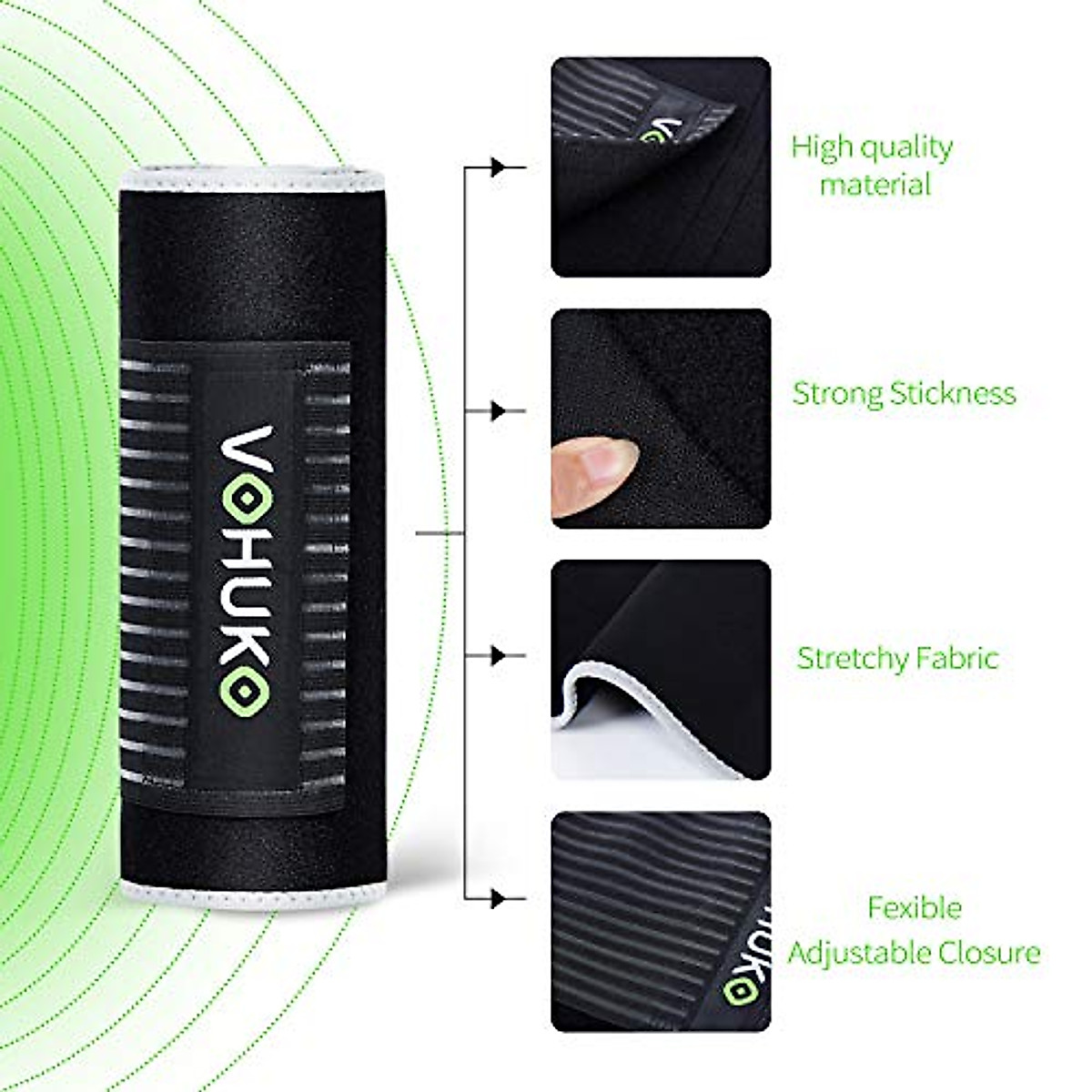 VOHUKO Waist Trimmer for Men, Widening Waist Trainer Ab Belt Sweat Wrap for Stomach and Back Lumbar Support Black