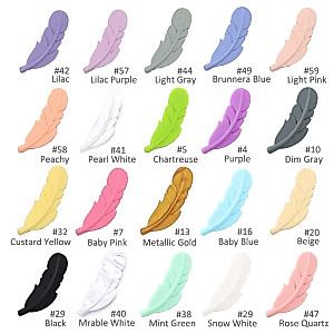 Weekjoey 20Pcs Feather Silicone Beads Jewelry Makeing DIY Bracelet Necklace Pendant Mix 20 Colors Soft Colorful Loose Beads Handmade Supplies