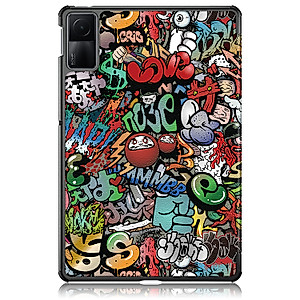 Xuanbeier Case for Xiaomi Redmi Pad SE 11 inch,Slim Stand Hard Back Shell Protective Smart Cover for Redmi Pad SE 11 2023 Case with Auto Wake/Sleep Function,Graffiti