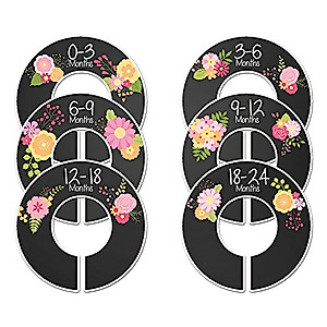 6 Baby Girl Nursery C191 Clothing Size Closet Dividers Chalkboard Flowers