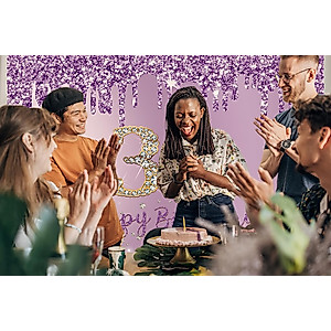INRUI Purple Happy 30th Birthday Photography Background Girls Sweet Thirty Years Old Birthday Party Decorations Backdrop 7x5FT