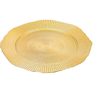 TOPZEA 12 Pack Gold Charger Plates, 13 Inch Plastic Dinner Under Plates Elegant Charger Service Ware Base Plate Bulk Reusable Decorative Round Placemat for Wedding, Banquet Table Setting Decor