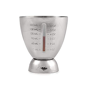 True Vista Double Jigger for Bartending, 6 Ounce Measuring Cup & 1 Ounce Cocktail Jigger Base, Stainless Steel Silver Polish Alcohol Measuring Tools & Barware Essentials, Set of 1, Silver