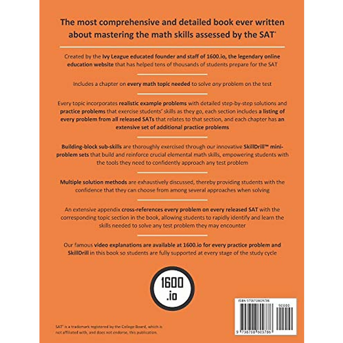 1600.io SAT Math Orange Book Volume I: Every SAT Math Topic, Patiently Explained (1600.io SAT Math Orange Book 2-volume set)