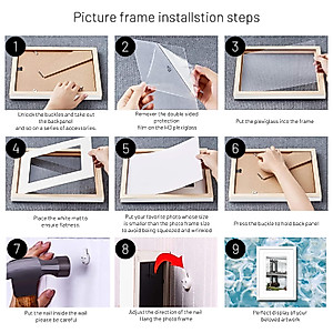 UHFWIFR 11x14 Picture Frames Solid Wood Display Pictures 9x12 or 8x10 with Mat or 11x14 Frame without Mat Poster Photo Frame Art with 2 Mats for Wall Mounting or Table Top(White)