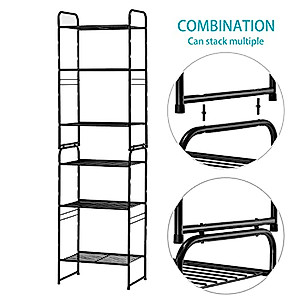 GEORIS 3-Tier Heavy Duty Wire Shelving Unit Storage Rack, Stackable Extendable Plant Stand Bathroom Organizer with Adjustable Shelf, Water Bottle Storage Holder, Black