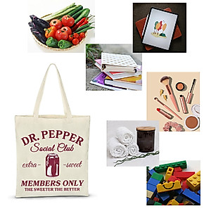 ZJXHPO Soda Social Club Tote Bag Soda Reusable Grocery Shopping Bag Soda Addict Gift Soda Lovers Gift (Member Only Tote)