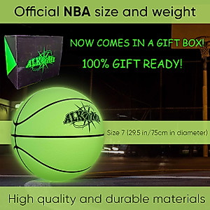 ALKOMI Glow in The Dark Basketball, Light Up Basketball, LED Night Reflective Glowing Holographic Basketball Ball, Basketball Gifts for Boys and Girls, Light Up Balls for Kids