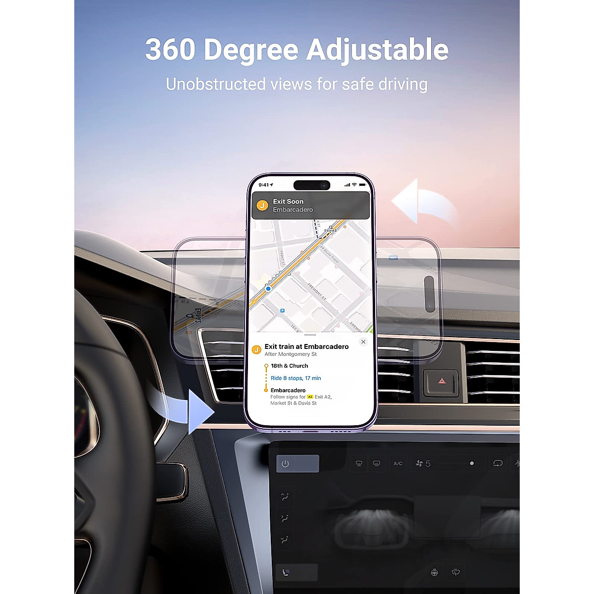 UGREEN Magnetic Phone Holder Car Mount Strong Magnet Cell Phone Mount Air Vent Compatible with iPhone 15 14 13 Pro Max Mini, iPhone 12 11 Plus SE XS XR 8 7 6 6S Smartphone, Black