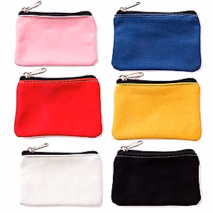 HappyDaily 6 Pack Canvas Zipper Bags Small Makeup Lipstick Cosmatic Organizer Storage Pouch Carrying Purse (Pink/Blue/Red/Yellow/White/Black) Happydaily-mini Bag-274 (3.1*5.1 inch)