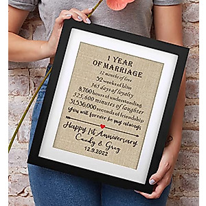 Personalised 1st Wedding Anniversary Framed 1st Year of gifts for Him, Her Custom 1 Year of Gift for Husband, Wife