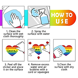 Mfault Gay Pride LGBTQ Rainbow Window Clings 4 Sheets, Progress Pride Flag Equality Diversity Love Hearts Stickers Decals Decorations, Lesbian Pansexual Bisexual Pride Month Home Kitchen Decor