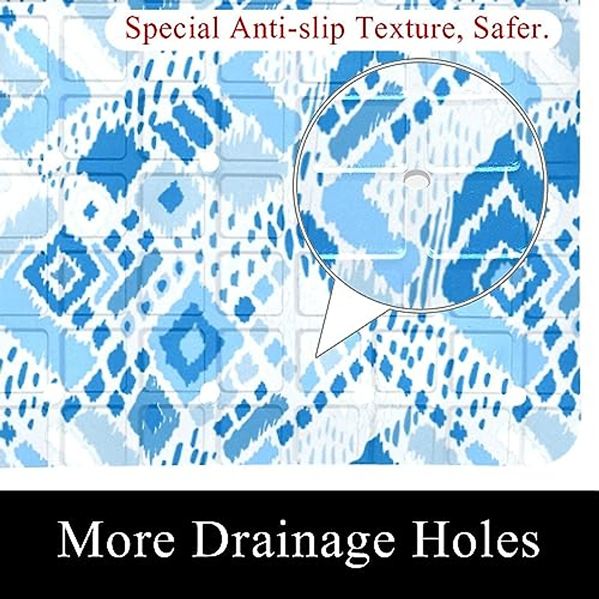 Bath Tub Shower Mat - Anti-Slip PVC Material 15.1x26.8 in, Gentle Cushioning Quick Drying Suction Cups Reliable Solution - Geometric Folk Element Patterns Non-Slip Floor Mat