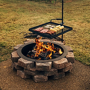 Ash & Ember 32" Wagon Wheel Fire Grate, High-Efficiency Smoke-Free Fireplace Log Grate, Decorative Wood Burning Lifted Grate Pit, Sandblasted Steel with Light Oil Coating