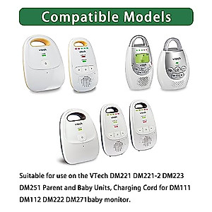 Power Cord for VTech Baby Monitor Charger, 6V Power Cord for DM221 DM221-2 DM223 DM251(Parent & Baby Units) Sound Audio Baby Monitor Charger Power Adapter, DM111 DM112 DM222 DM271 (Parent Unit ONLY)