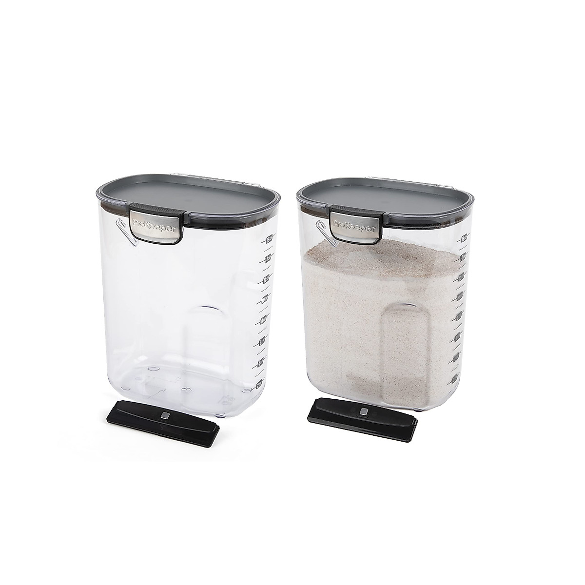 Progressive International ProKeeper+ Clear Plastic Airtight Food Baker's Kitchen Storage Organization Container Canister Set with Magnetic Accessories, 2- Piece Set (Flour 4-Quart)
